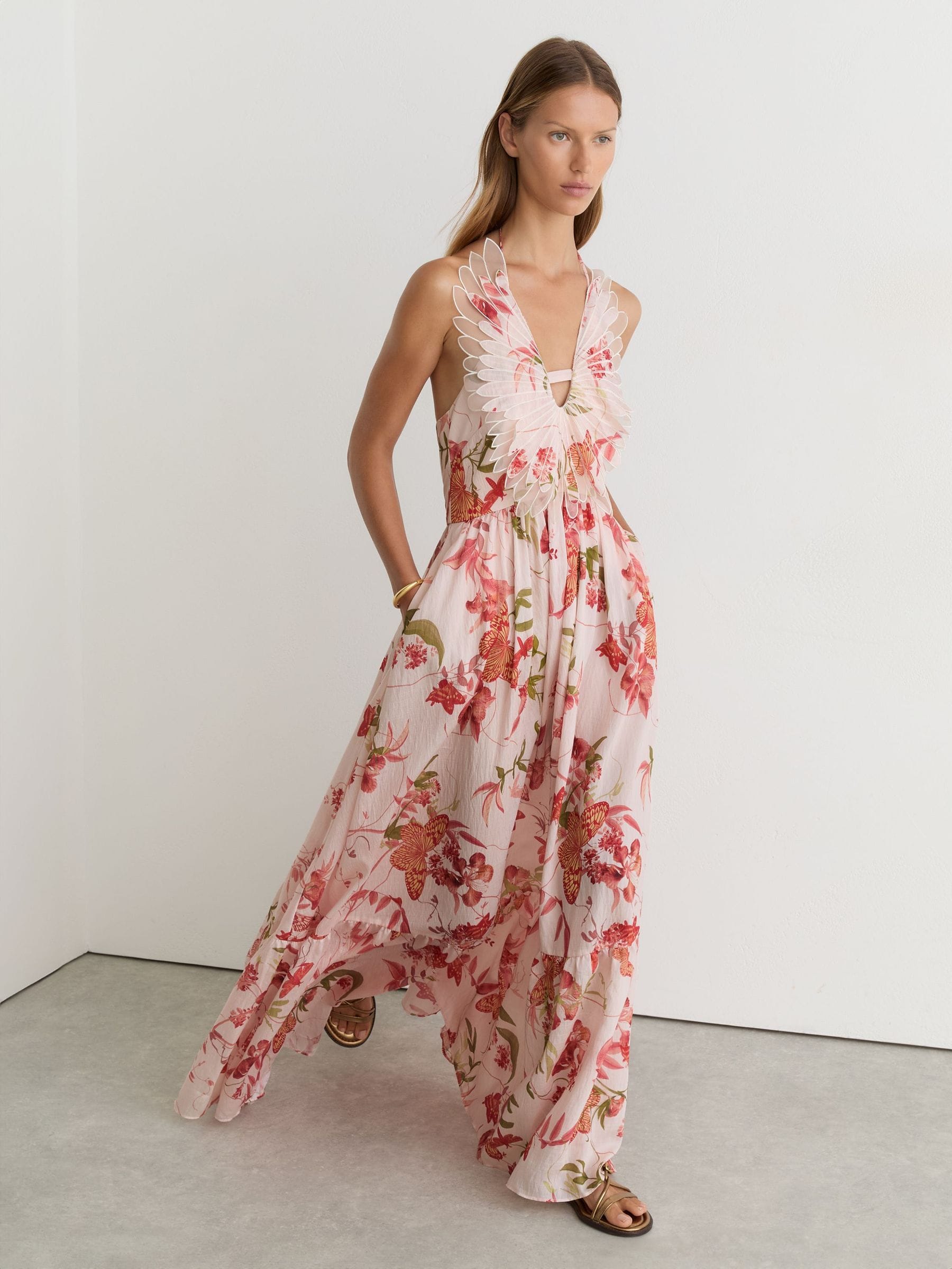 REISS Reiss NYBG Butterfly-Embroidered Maxi Dress